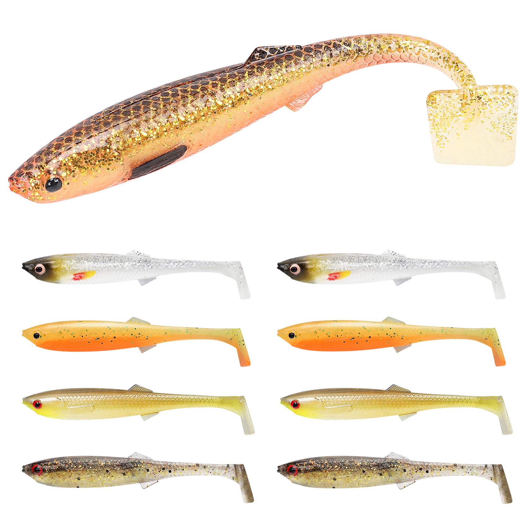 TRUSCEND® Hand-Painted Soft Paddle Tail Fishing Lures 3.35" 0.2oz 10pc ...