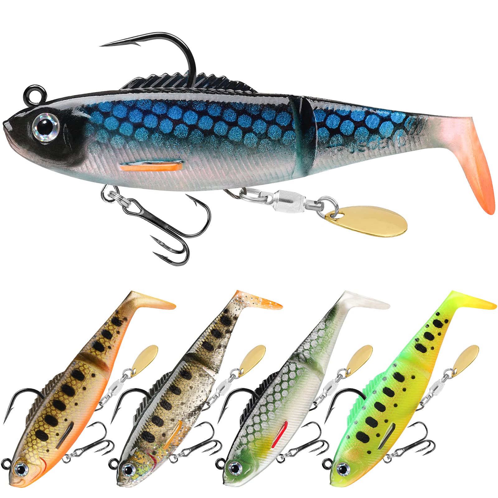 TRUSCEND® Soft Glide Bait Paddle Tail Swimbait with Spinner ...