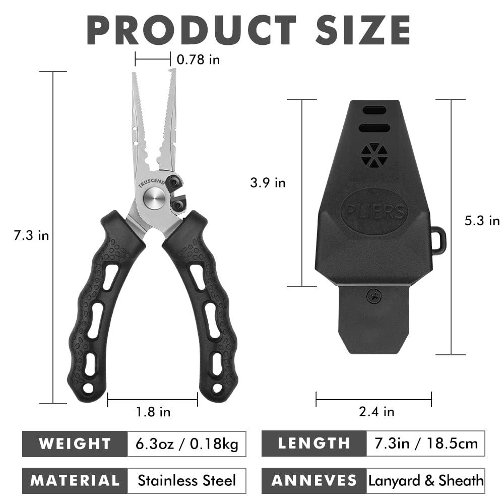 TRUSCEND Fishing Pliers Saltwater with Mo-V Blade Cutter, Corrosion ...